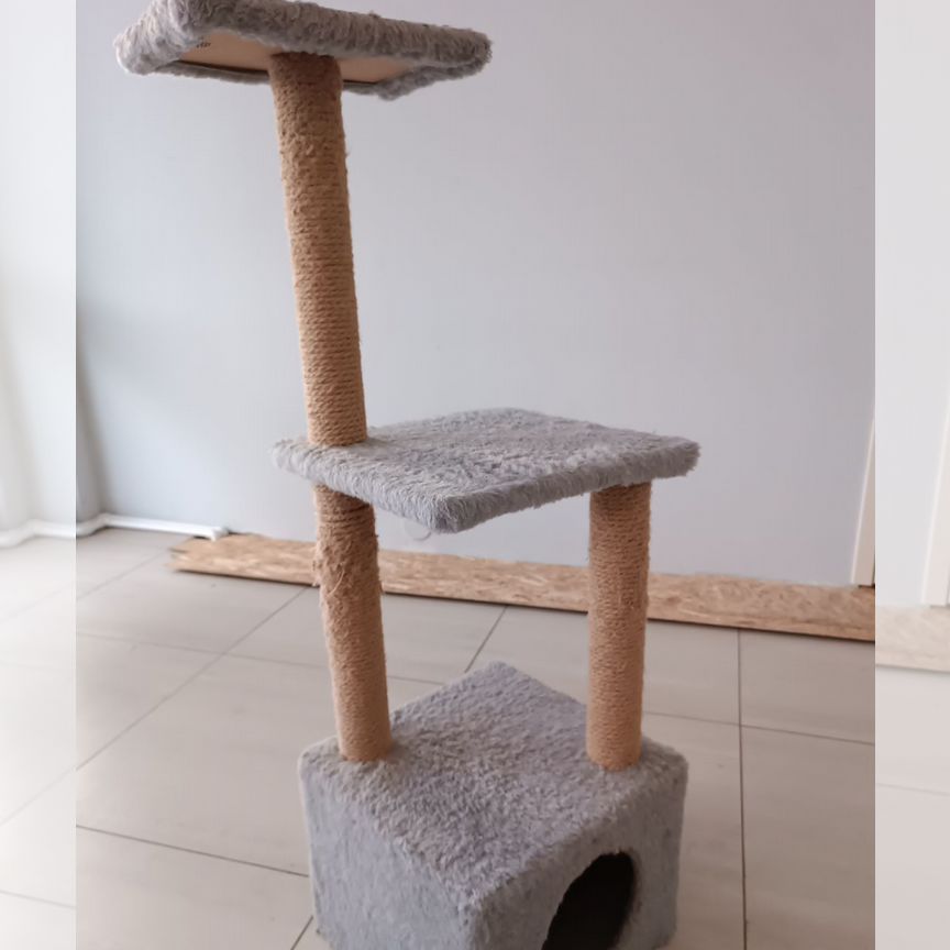 Комплекс для кошек с когтеточкой, 3х-уровневый