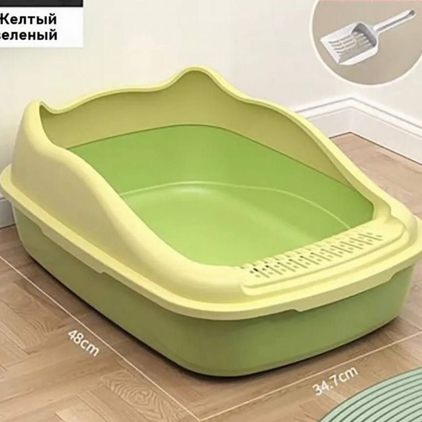 Лоток для кошек с совком, зеленый: 480*347*180