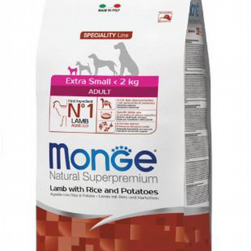 Корм для собак Monge Adult X-Small(ягнен) 800г