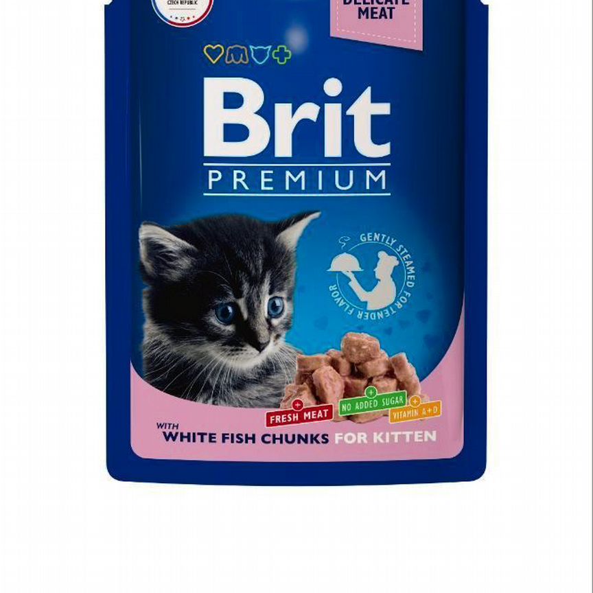 Влажный корм для котят Brit с белой рыбой