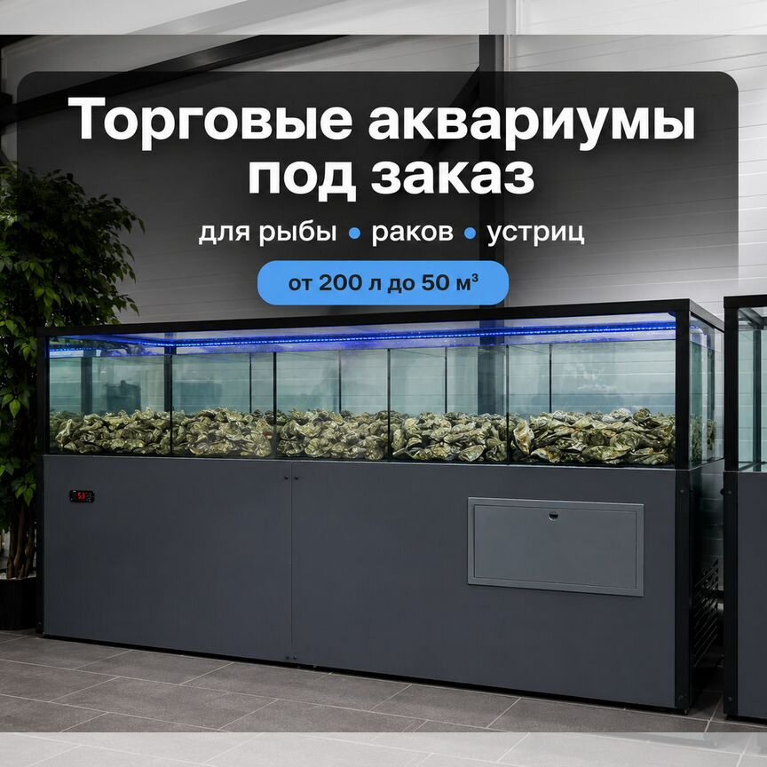 Торговый аквариум для живой рыбы и морепродуктов