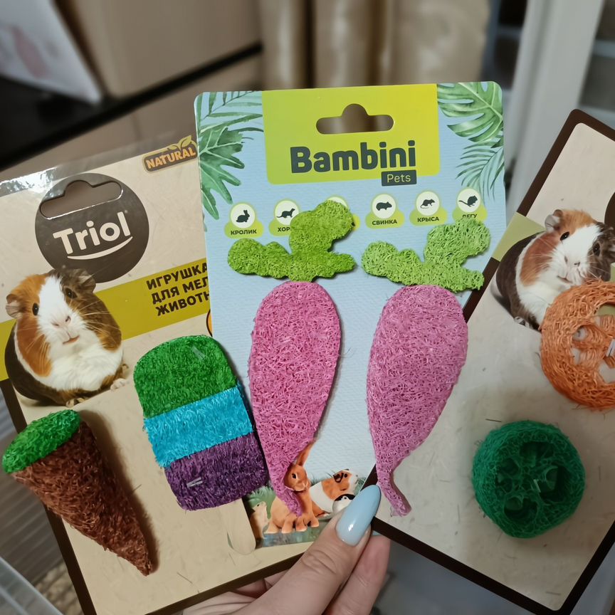 Игрушки для грызунов из люфы за шоколадку