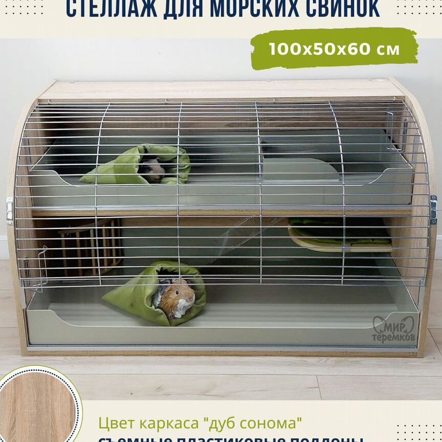 Клетка для морских свинок 100х50х60,сонома, круг17