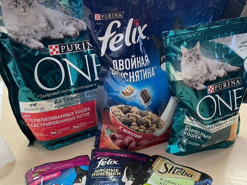 Остатки кормов purina, felix для кошек
