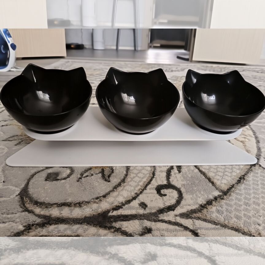 Тройная миска для кошек