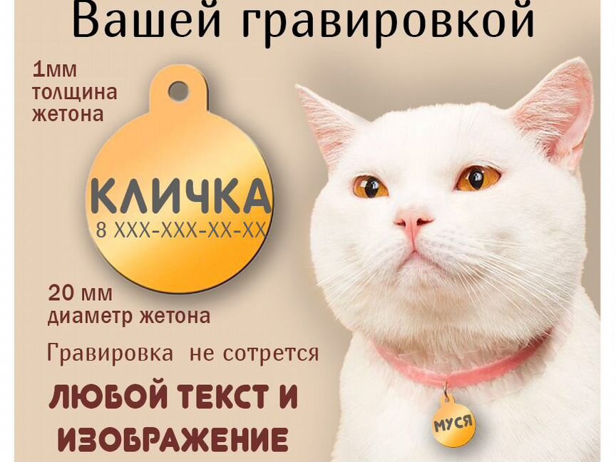 Адресник для животных круглый (металл), без петли