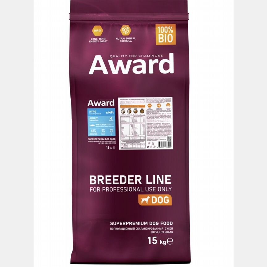Сухой корм award PFB hypo с белой рыбой
