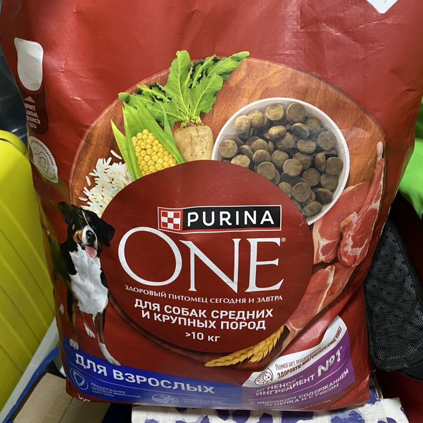 Корм для собак purina one 10 кг ягненок с рисом