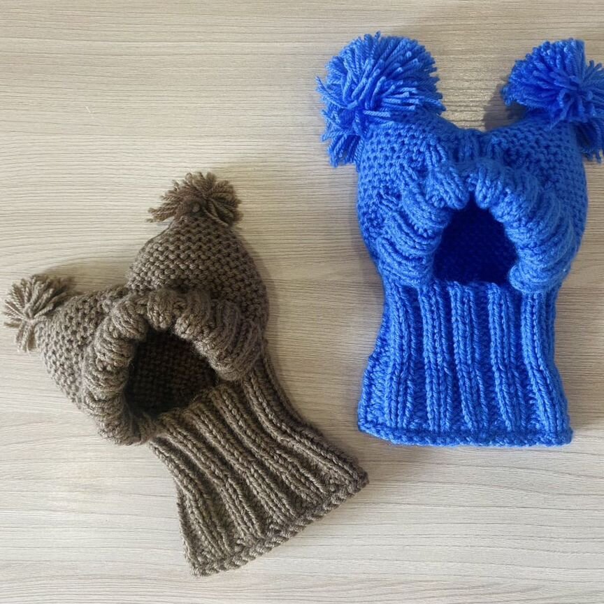 Вязаные шапочки для собак