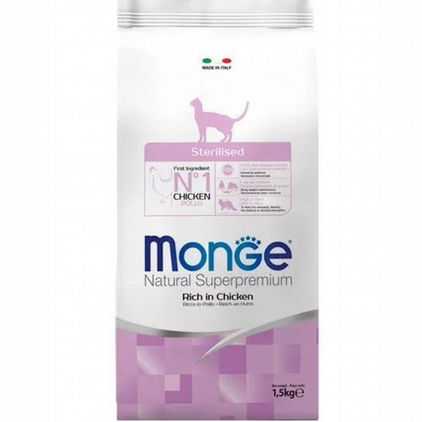 Сухой корм Monge Cat Sterilised курица 1,5 кг