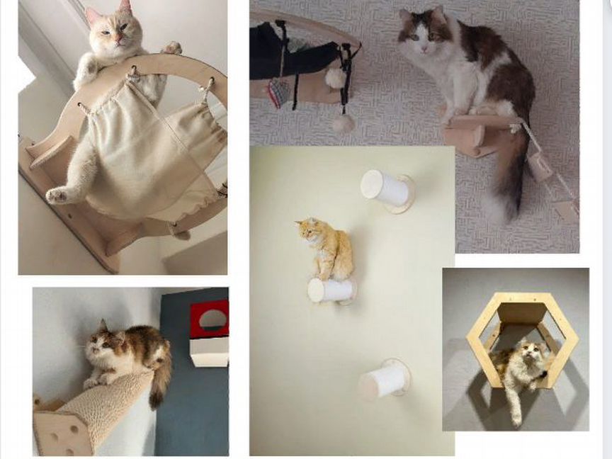 Настенные лежанки, когтеточки, мостики