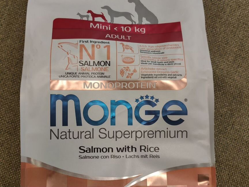 Monge лосось и рис для собак