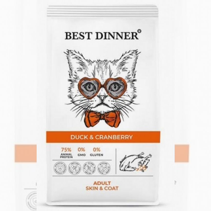 Best Dinner Утка Клюква Кошачий корм сухой 10 кг