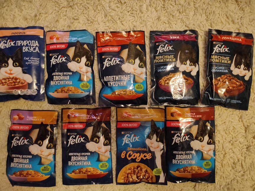 Корм для кошек Felix/Whiskas ассорти