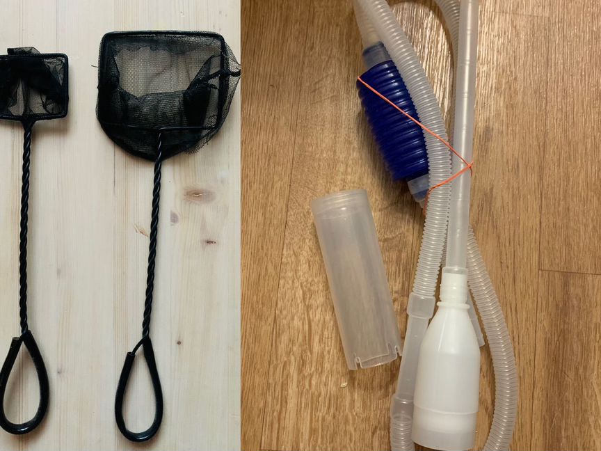 Сифон для чистки аквариума + сачки