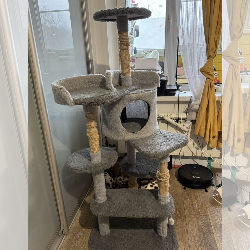 Домик для кошки с когтеточкой высокий