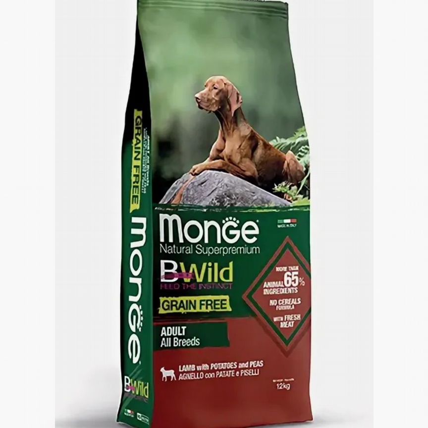 Корм Monge BWild GF Adult All Breeds (ягненок) 12кг