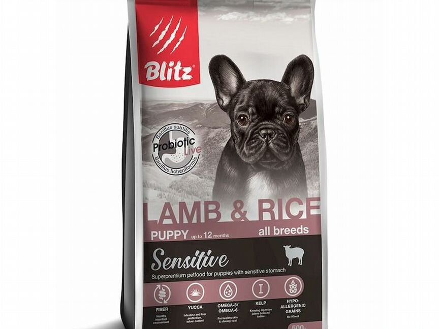 Blitz сухой корм для щенков, с ягненком 500г