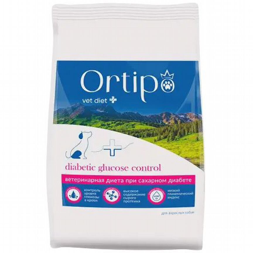 Сухой корм для собак ortipo vetdiet diabetic glucose control для собак мелких пород - 0,5 кг
