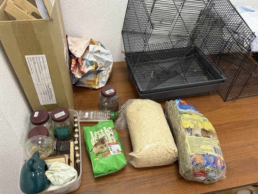 Клетка для грызунов, корм, домик, набор