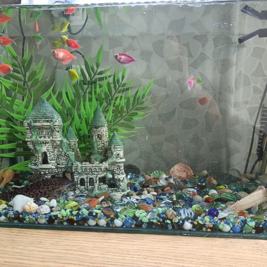 Продам аквариум с рыбками на 60л
