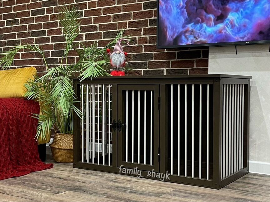 Деревянная интерьерная клетка для собак