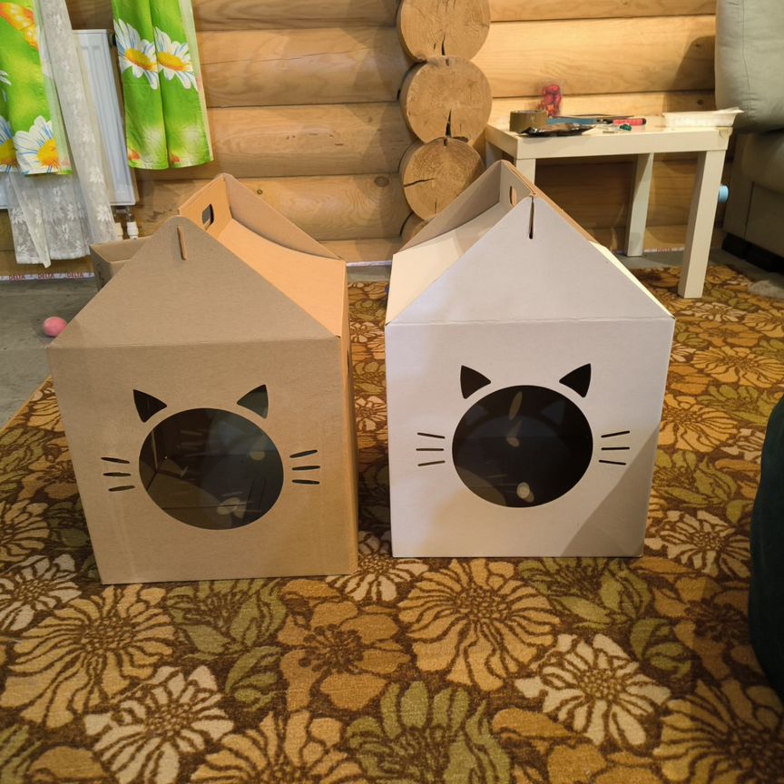 Домик для кошки из картона