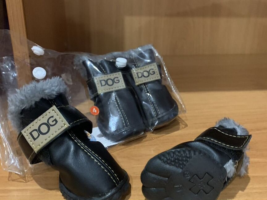 Зимние меховые ботинки для собак мелких пород