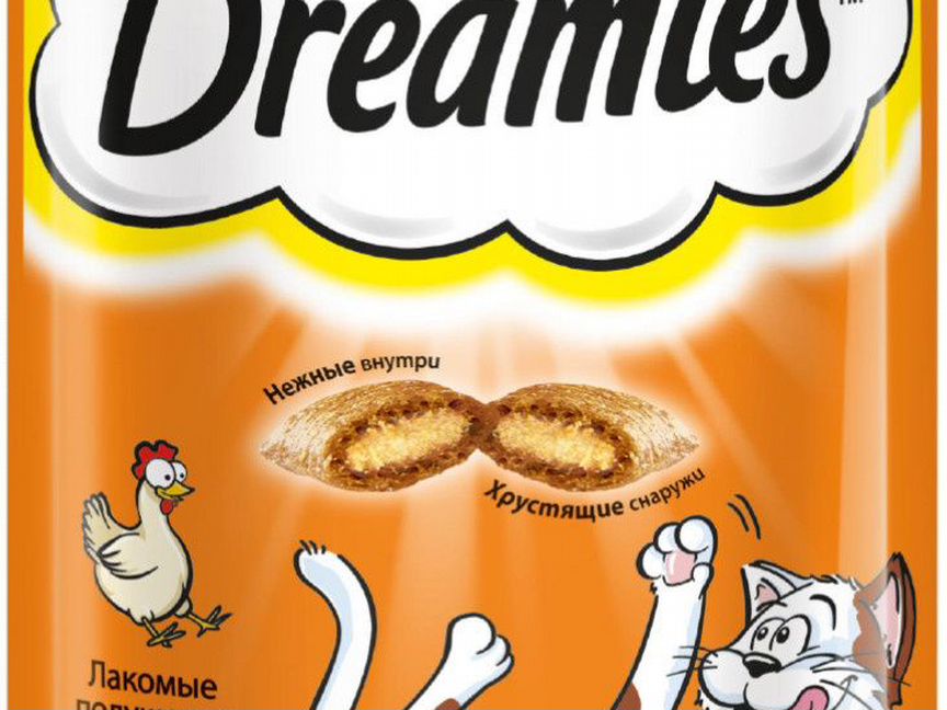 Dreamies лакомство для кошек подушечки с курицей
