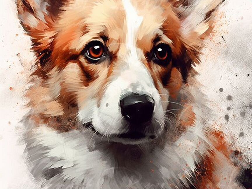 Собака корги картина