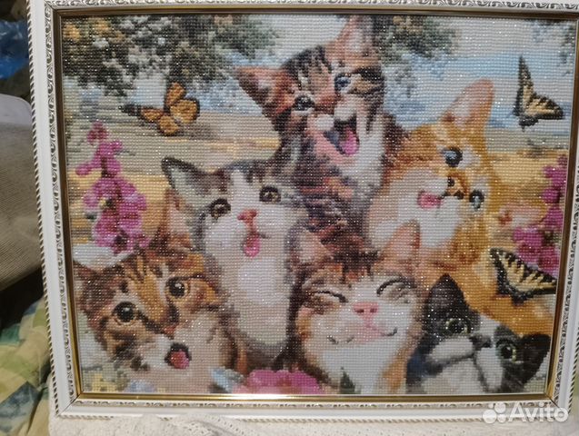 Картина из алмазной мозаики готовая 40*50см Котики купить в Саратове с ...