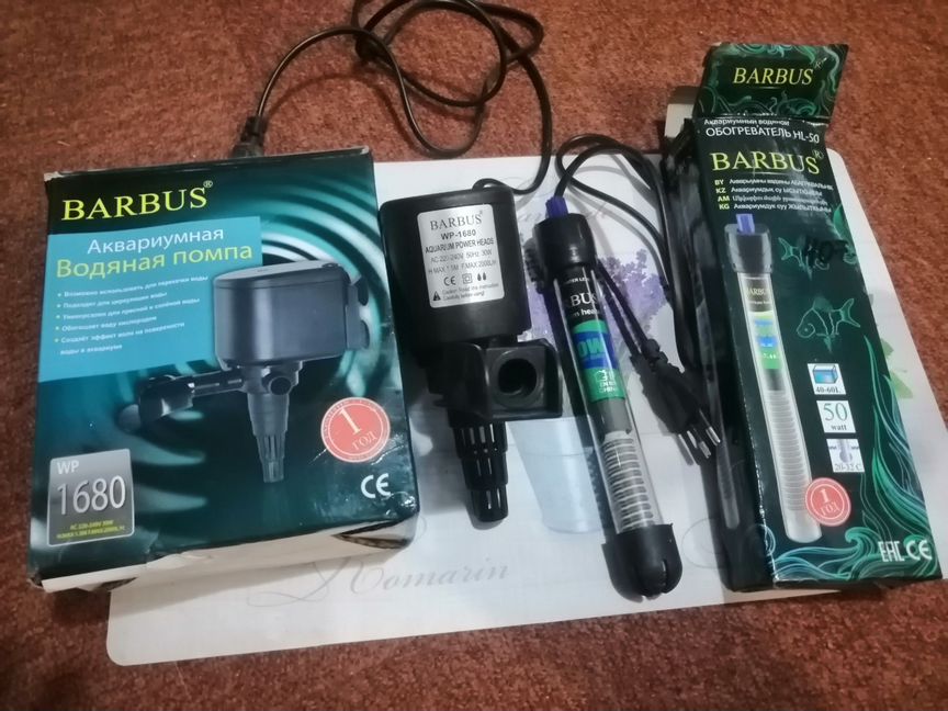 Помпа и нагреватель воды для аквариума
