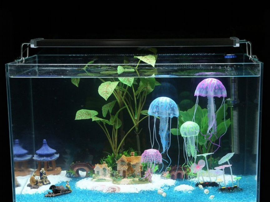 Аксессуары в аквариум медузы, светящиеся камни