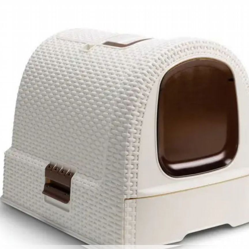 Туалет для кошек б/у cat litter box кремовый