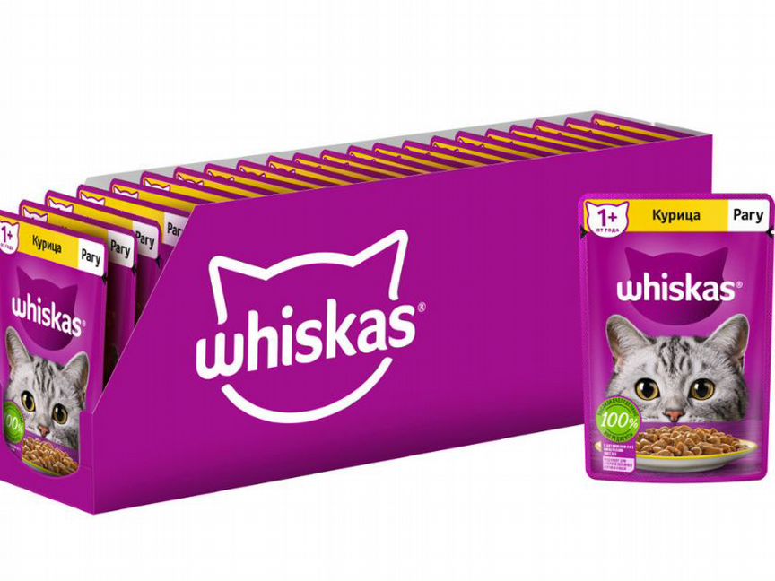 Влажный корм для кошек Whiskas рагу, желе курицей