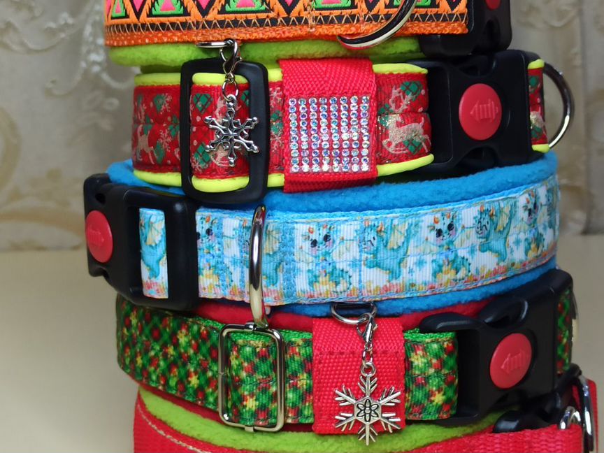 Новогодние ошейники ручной работы от evadogs