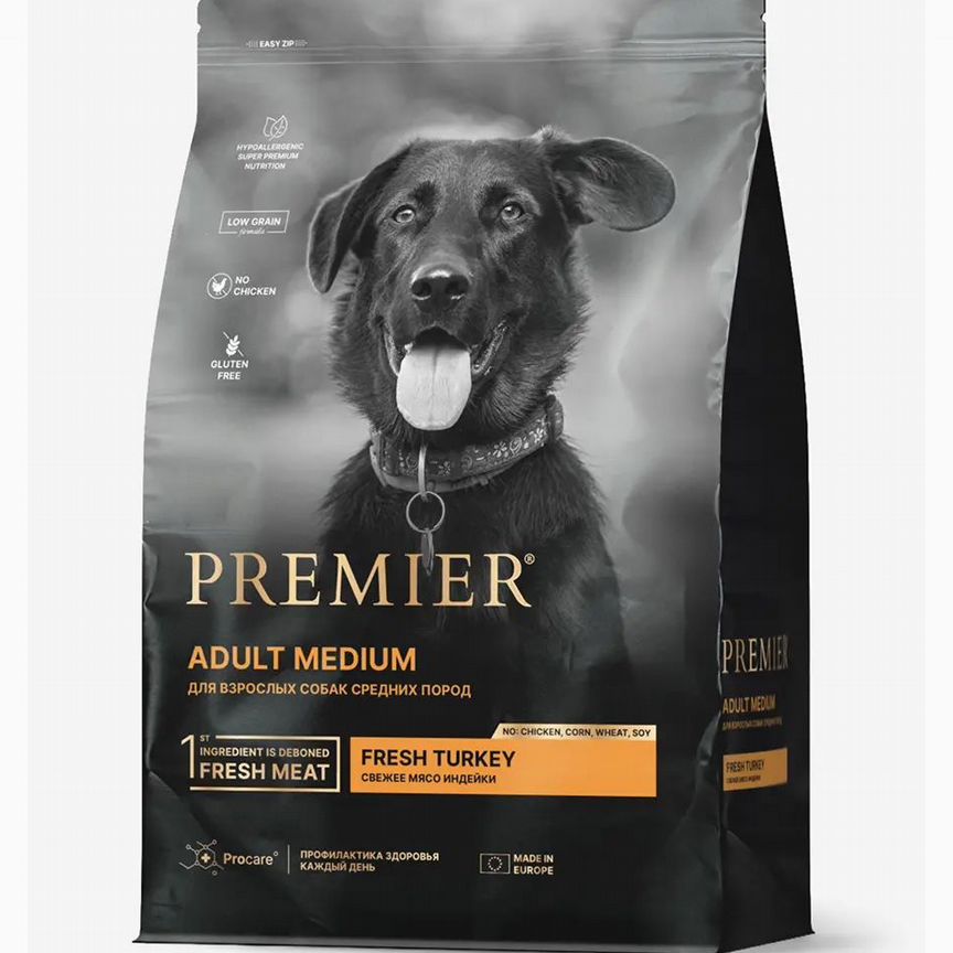 Корм для собак adult medium 10 кг индейка