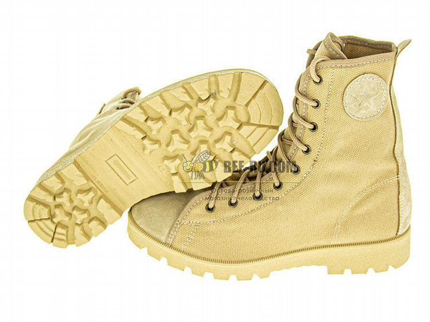 Ботинки пчеловода Камуфляж песок (кожа и лен)