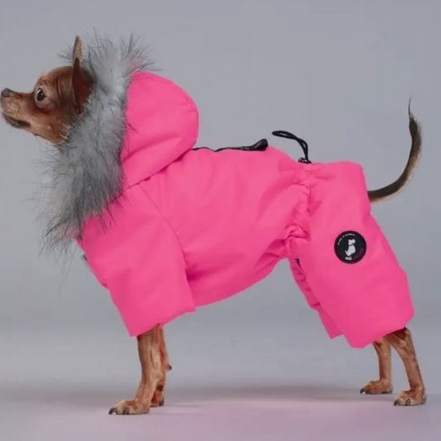 Комбинезон зимний для собак и крупных котов ярко-р