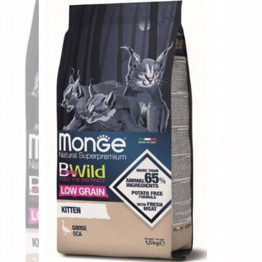 Корм для котят Monge Bwild (гусь) 1,5 кг