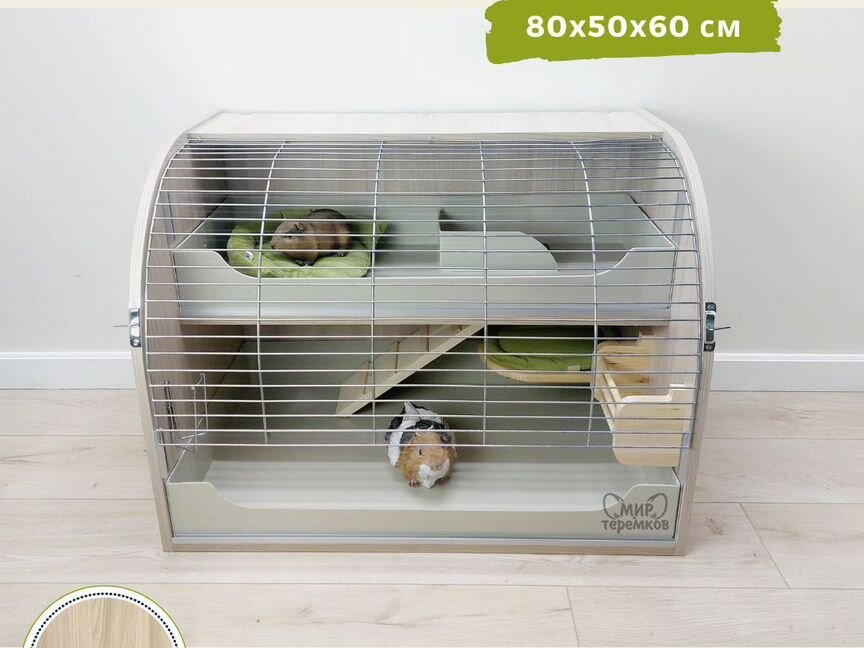 Клетка для морских свинок 80х50х60 см, ясень,круг6