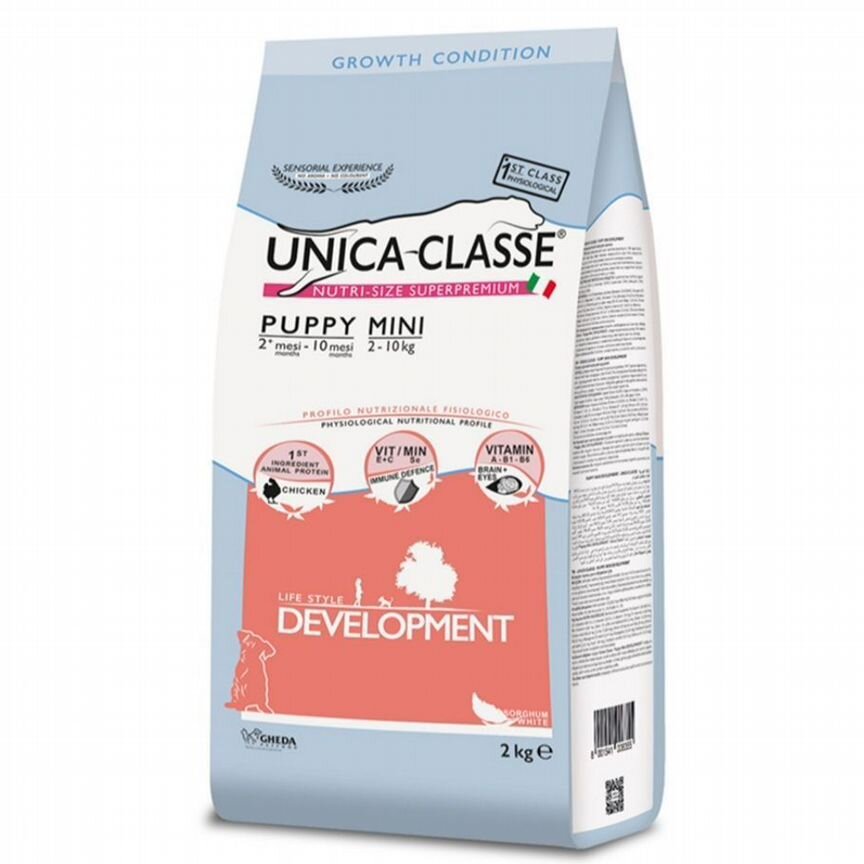 Корм Unica Classe для щенков мелких пород курица