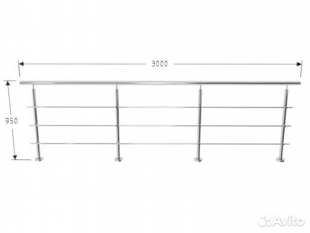 Хромированные ограждения для балкона на 4х опорах купить в Липецке ...