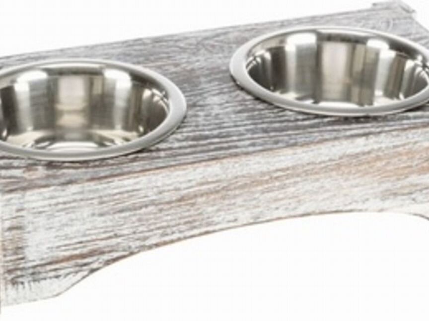 Trixie Набор стальных мисок на деревянной подставк