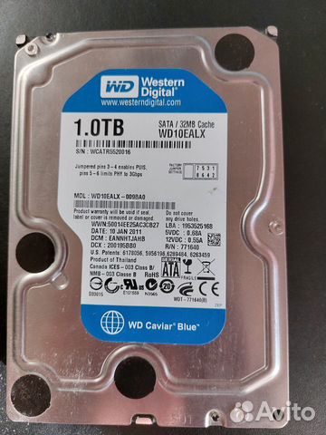 HDD 3,5" WD 1 tb (800gb) купить в Москве | Электроника | Авито