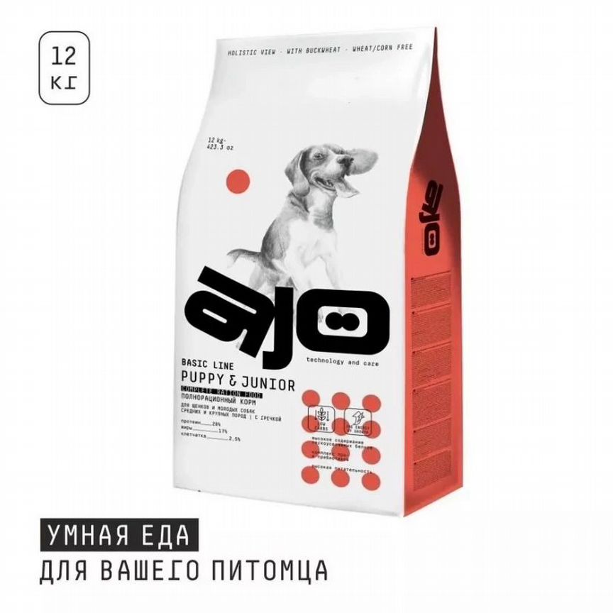 Корм для собак ajo Puppy and Junior 12 кг