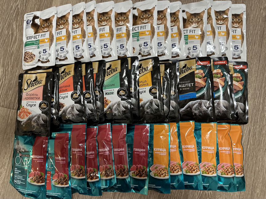 Кошачий корм Purina one, Sheba, Perfect Fit