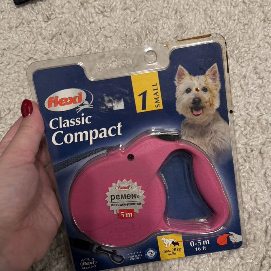 Розовый поводок-рулетка