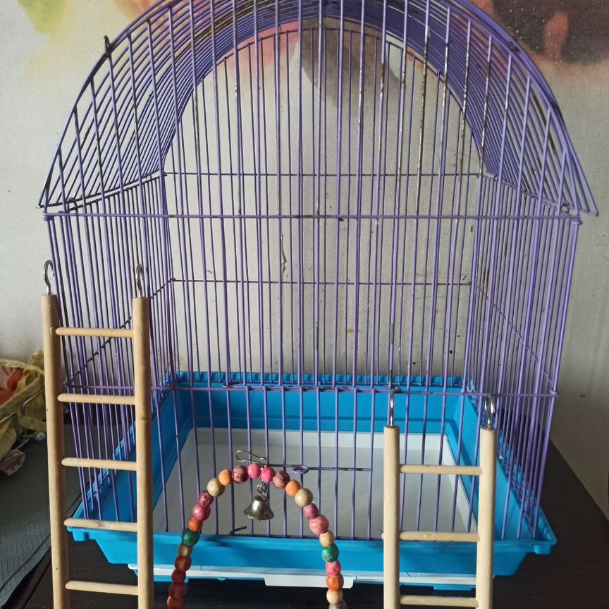 Клетка для попугая со всеми приблудами)
