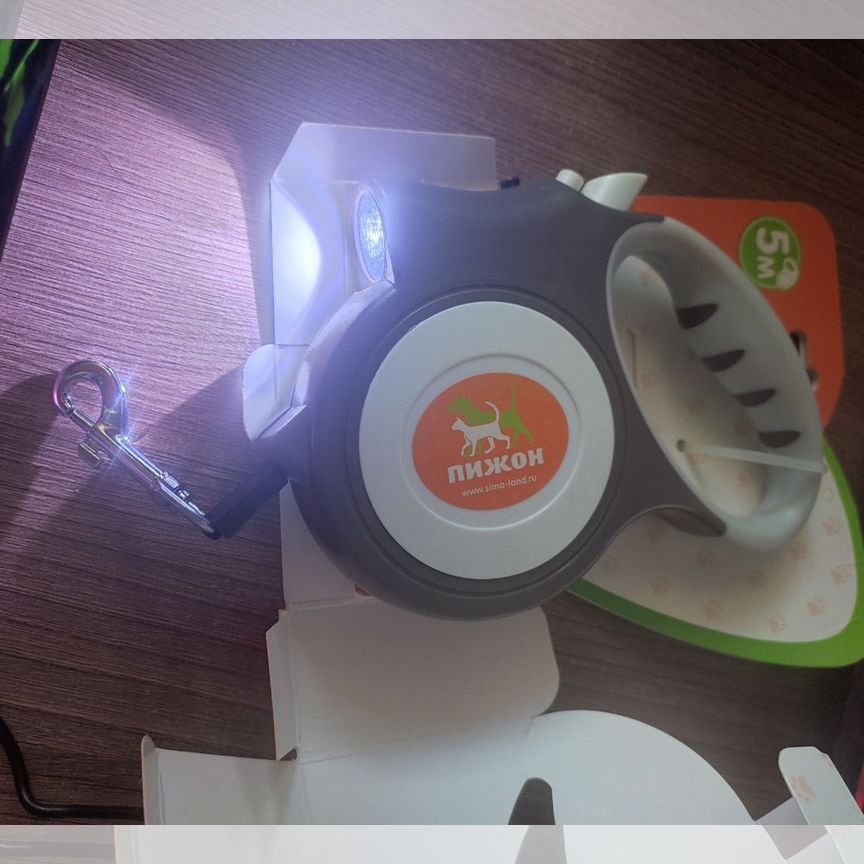 Рулетка "Пижон" с фонариком, 5 м, серая